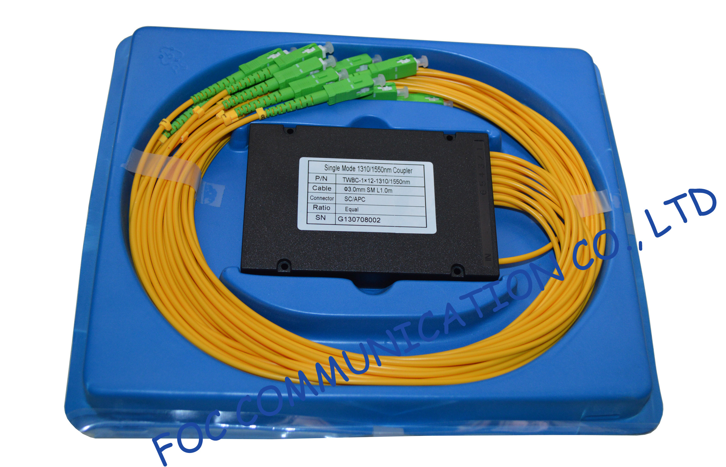 1 x 12 ABS Fiber PLC Splitter Module 0.9mm 2.0mm 3.0mm PVC Jacket