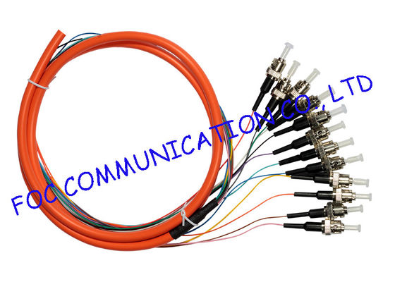 50/125um Optical Fiber Pigtail 12Core Distribution Fan Out ST MM ...